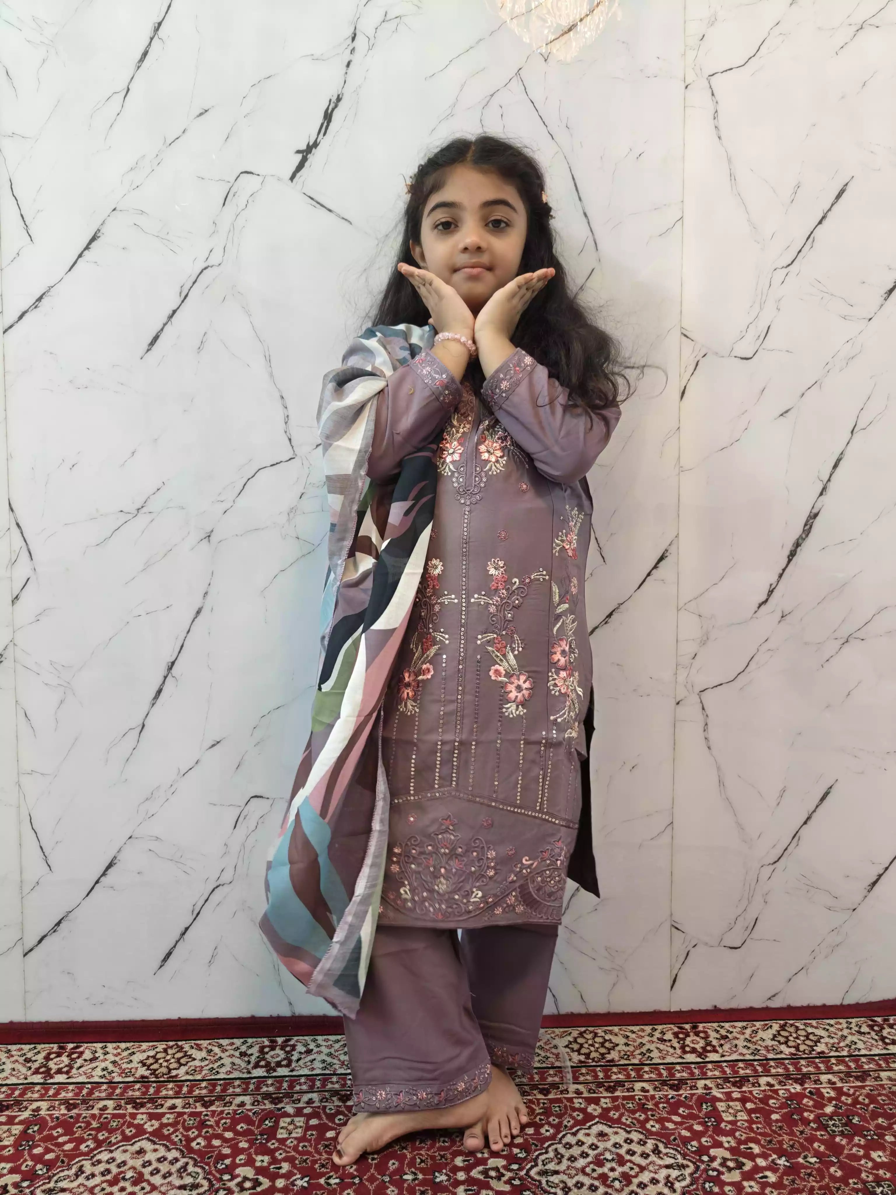 Kids Rayon Soft Fabric Karachi Embroidered Kurta Pant With Dupatta – ascfashionstore